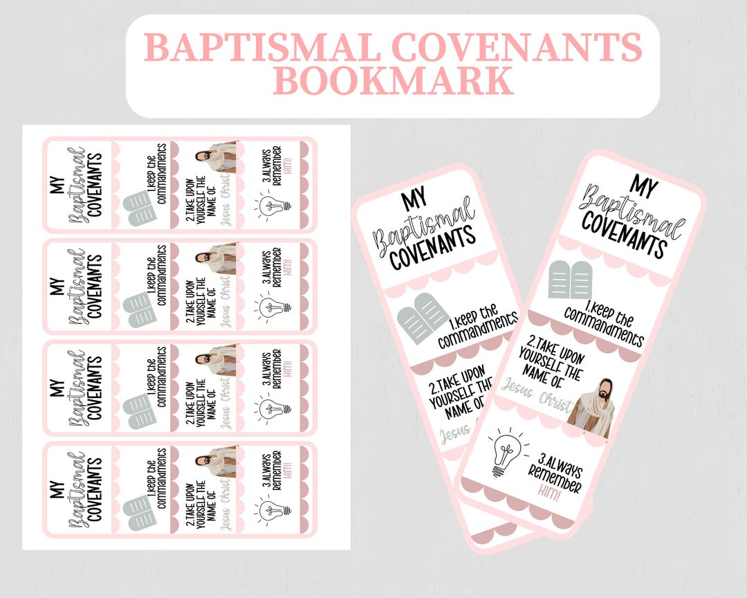 LDS Baptism Keepsake Bookmark, Personalized Baptismal Covenant Bookmark ...