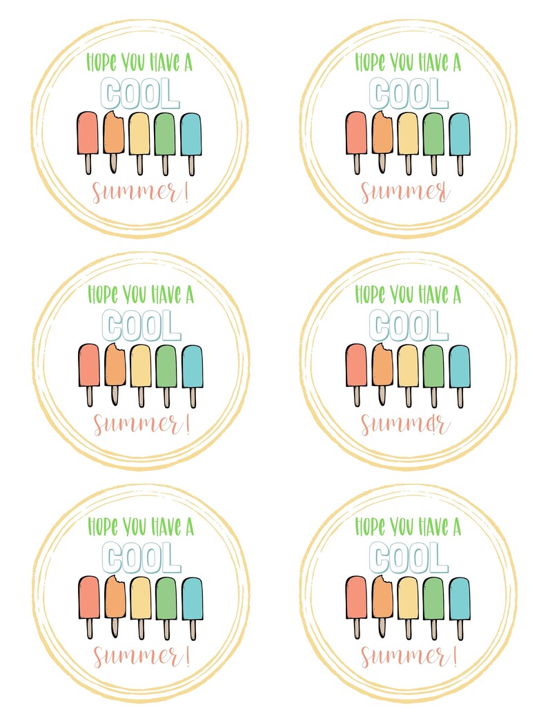 PRINTABLE TAGS Summer Have a COOL Summer End of School Year - Etsy