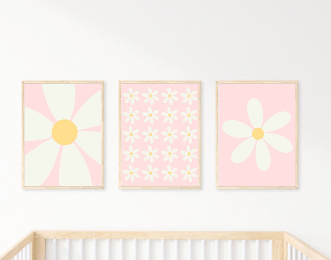 Daisy Wall Art for Nursery, Happy Little Girl Print, Boho Daisy ...