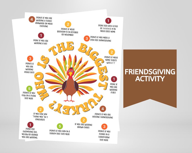 Thanksgiving Game: Who is THE BIGGEST TURKEY? Printable Family ...