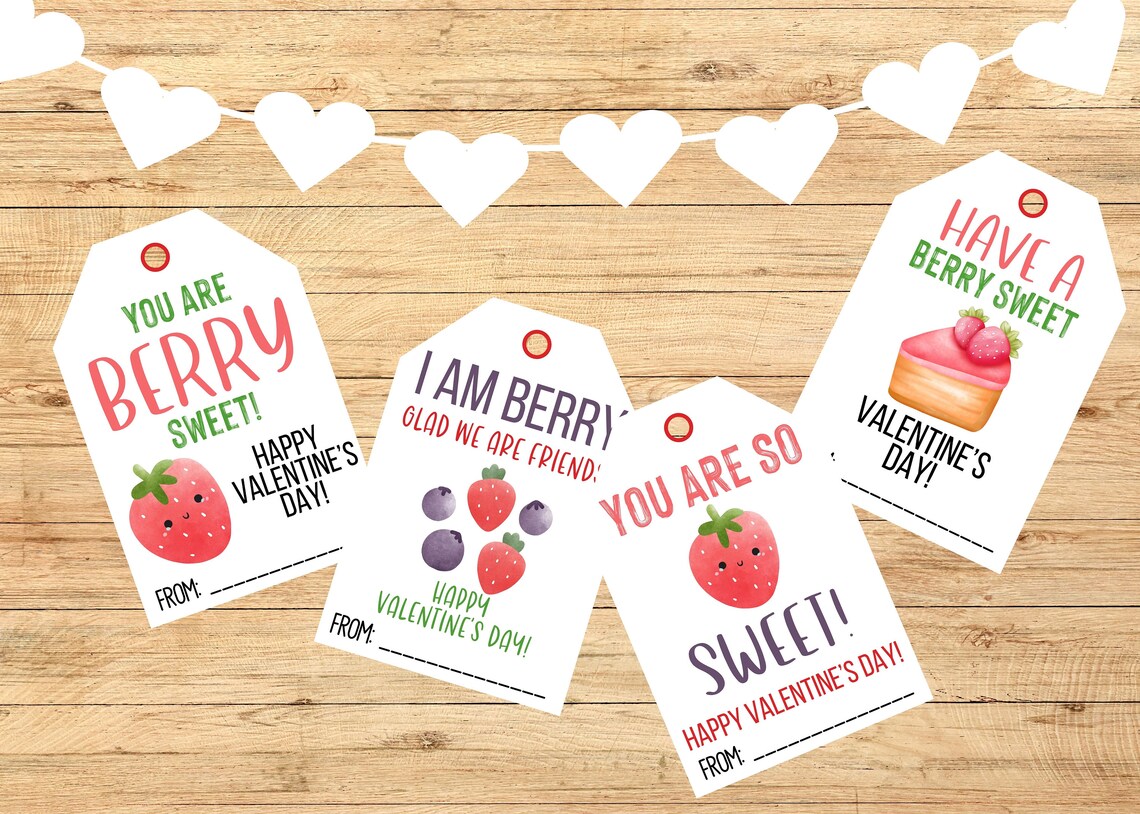 Berry Themed Valentines Card, Fruit Snack Valentine's Day Printable ...