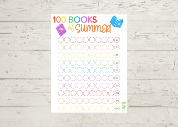 Summer Reading Challenge 100 Book Tracker for Summer - Etsy