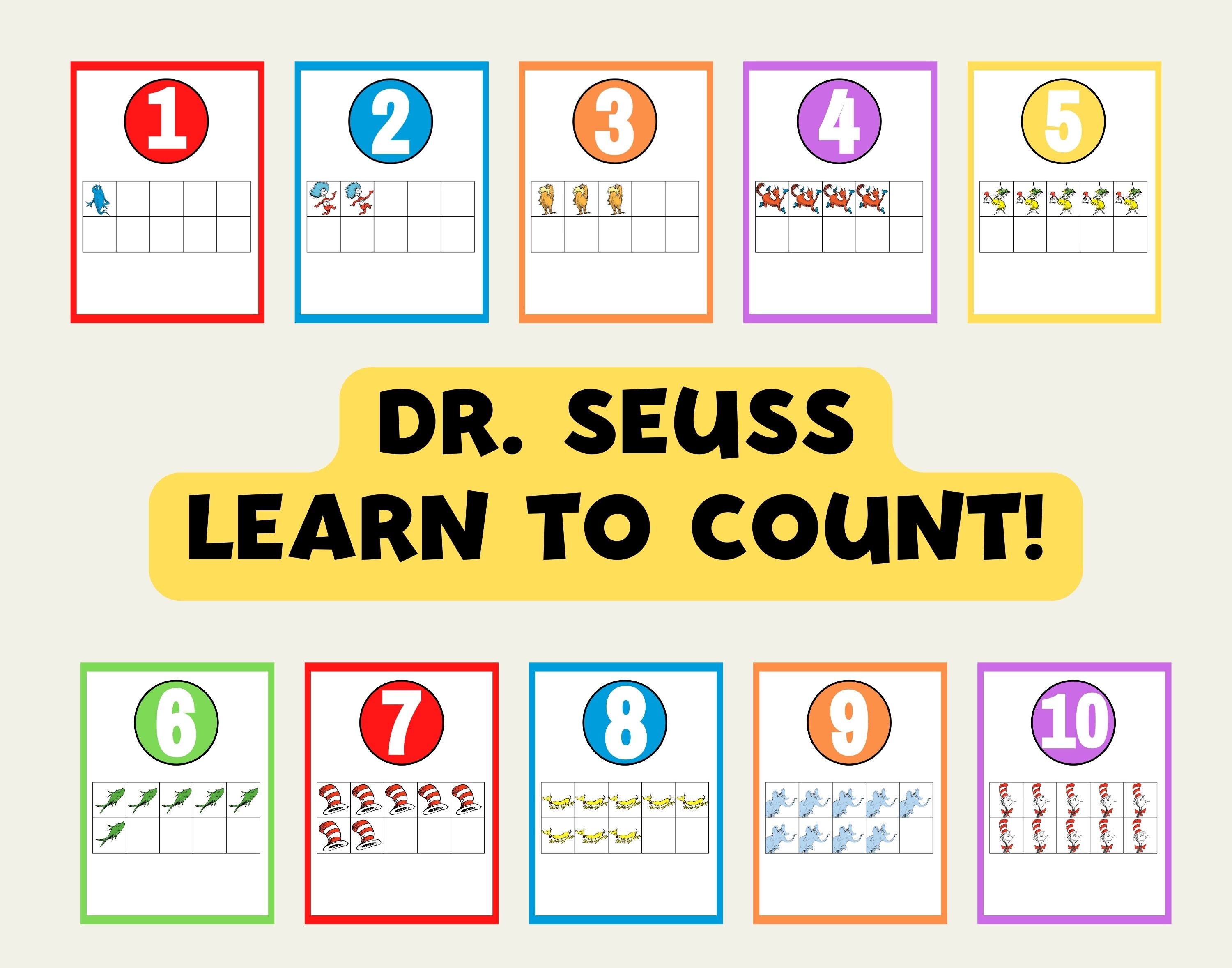 Dr Seuss Classroom Counting| Learn to Count| Dr. Seuss Themed Prints ...