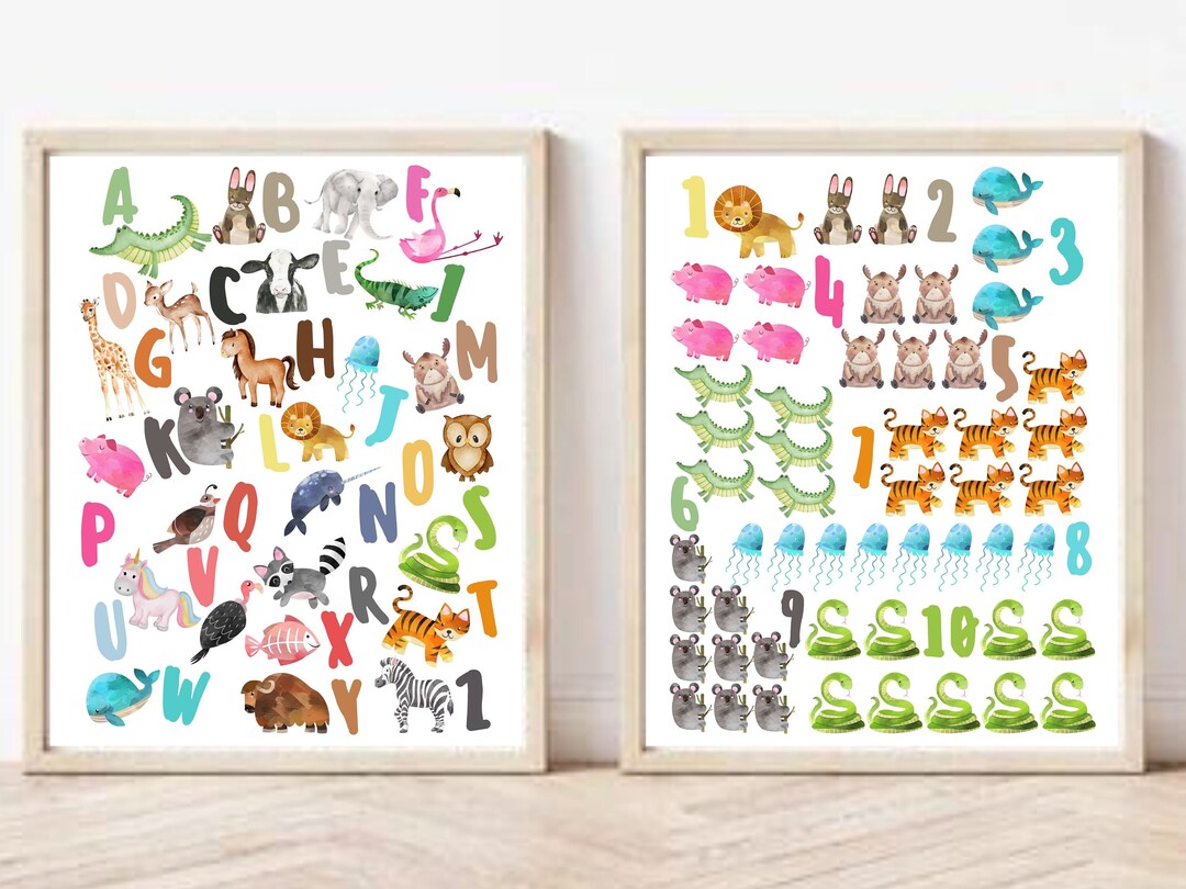 Animal Alphabet Printable, Count to 10 With Animals, Watercolor ABC ...
