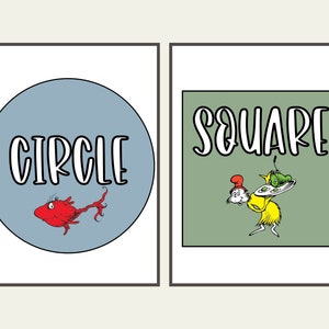 Dr Seuss Shape Posters Learn Your Shapes Shape Learning Signs Classroom ...