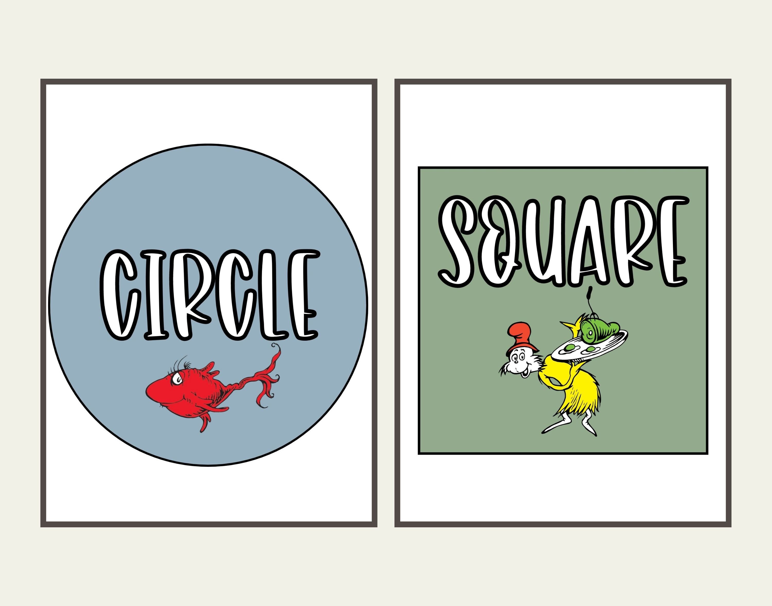 Dr Seuss Shape Posters | Learn Your Shapes | Shape Learning Signs ...