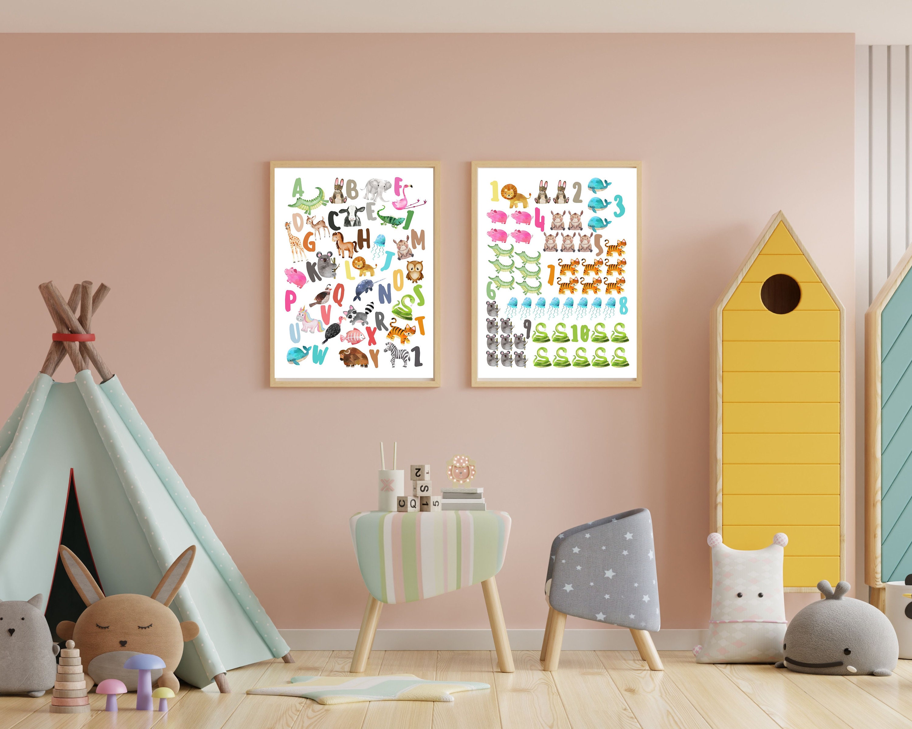 Animal Alphabet Printable, Watercolor Animals, Count to 10 Nursery ...