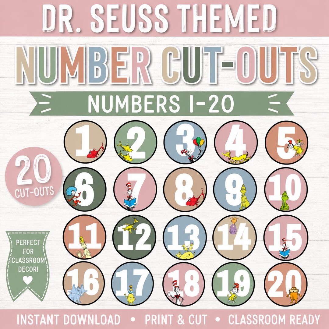 Dr Seuss Classroom NUMBERS| Learn to Count | Paster Dr. Seuss Classroom ...