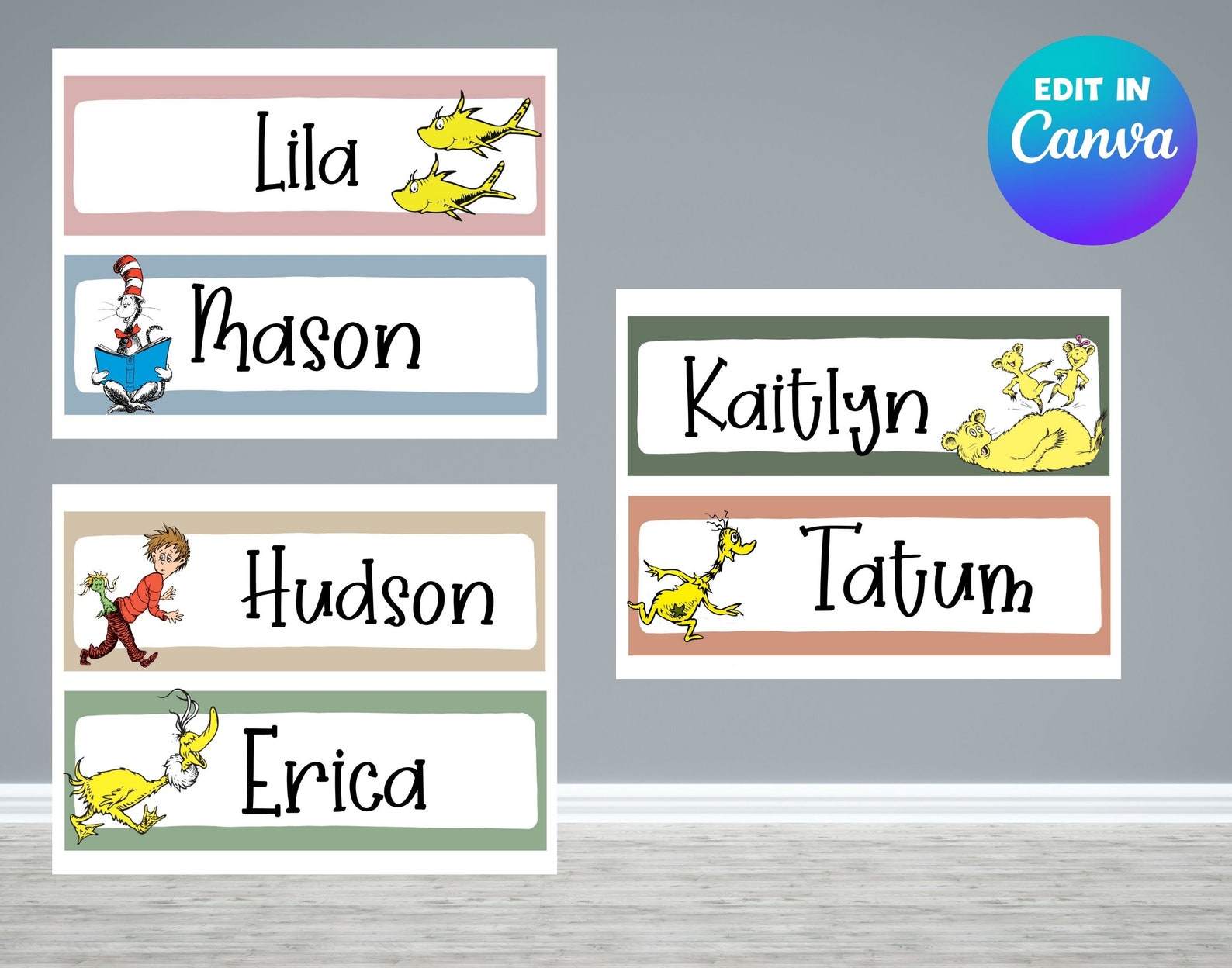 Dr Seuss Name Tags | Dr. Seuss Inspired Nametag Template | Editable ...