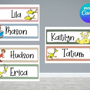 Dr Seuss Name Tags | Dr. Seuss Inspired Nametag Template | Editable ...