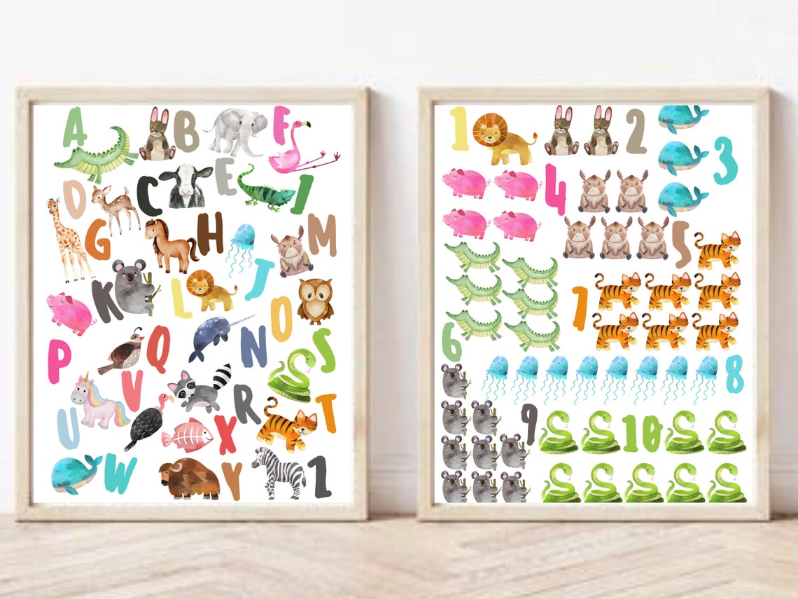 Animal Alphabet Printable Count to 10 With Animals - Etsy