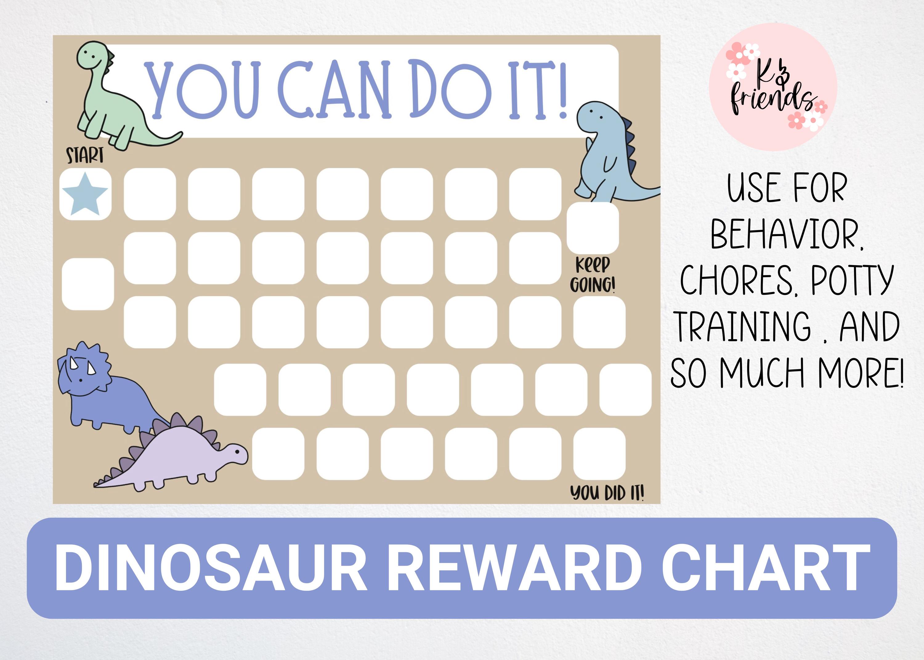 Dinosaur Reward Chart, Printable Kids Behavior & Potty Training Chart ...