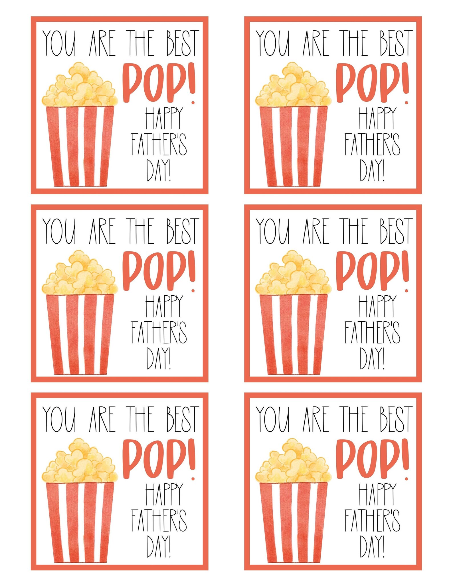 PRINTABLE Popcorn TAGS father's Day, Popcorn, You Are the Best Pop ...