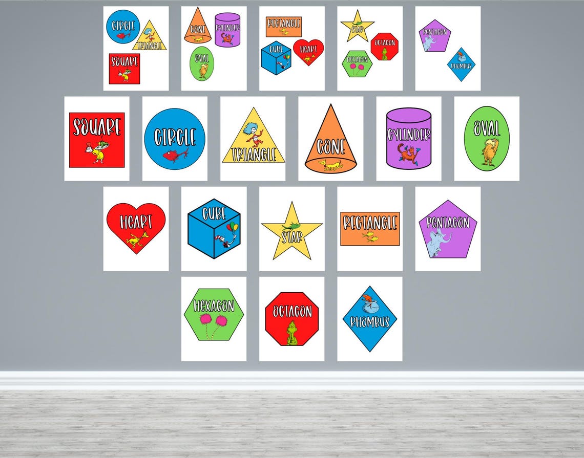 Dr Seuss Shape Posters | Learn Your Shapes | Shaoe Learning Signs ...