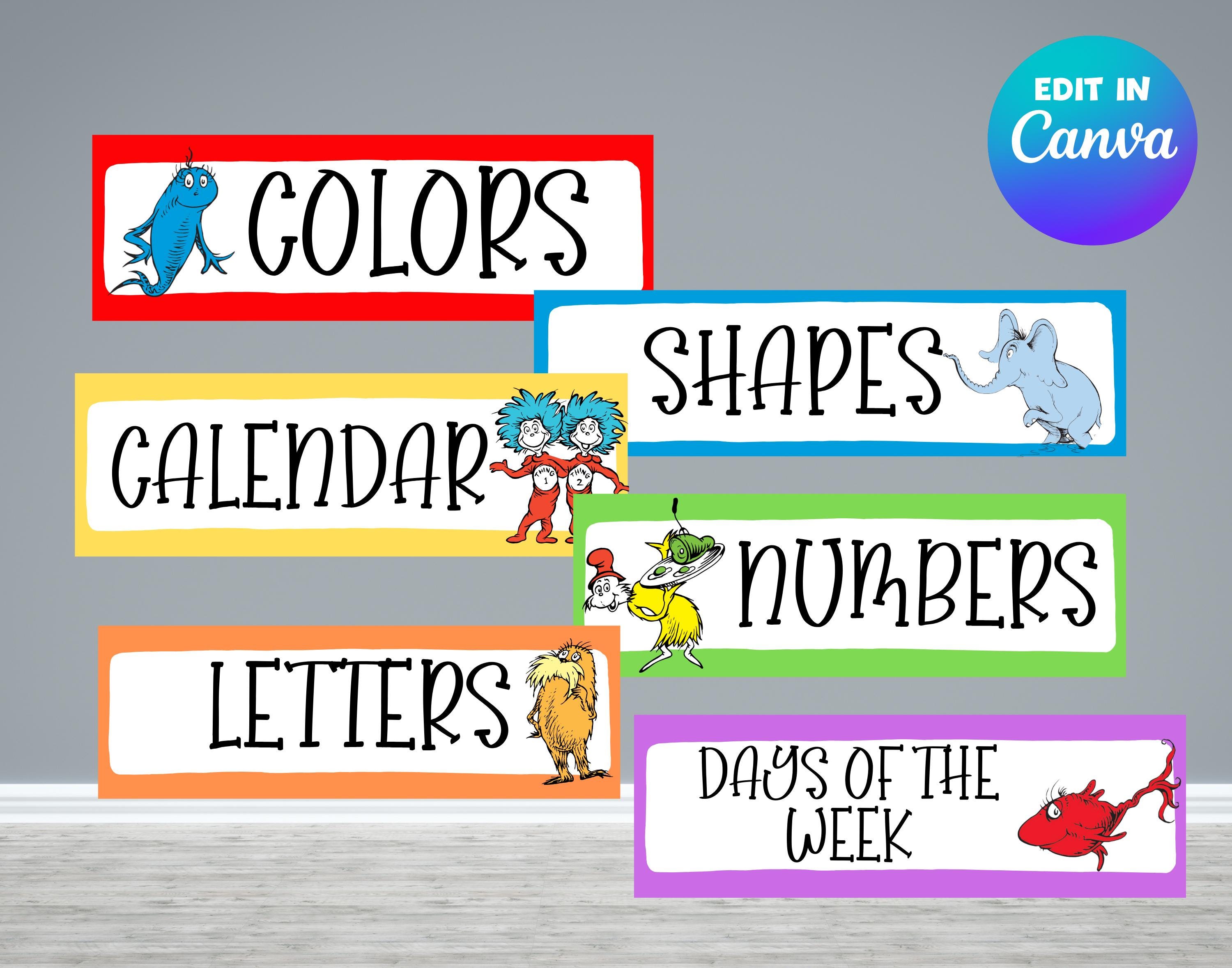 Dr Seuss Classroom Bundle, Dr Seuss Alphabet Posters, Learn to Count ...