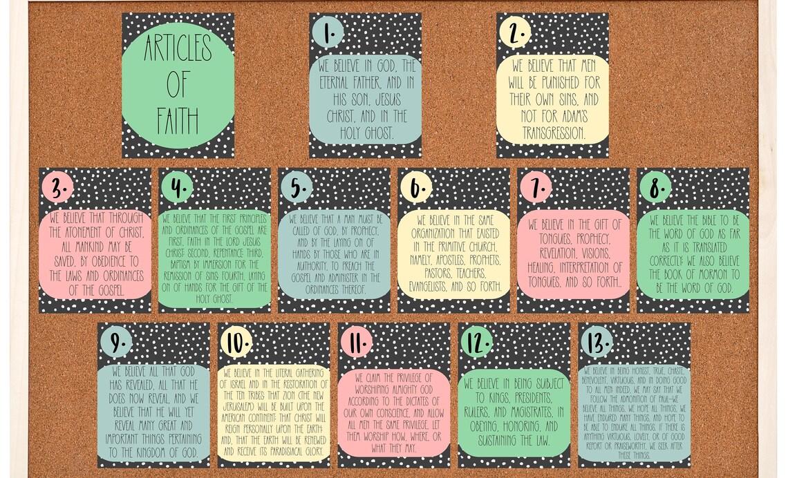 Articles of Faith Posters Primary Posters Sharing Time | Etsy