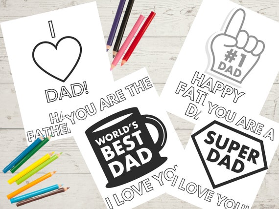 Father's Day Craft Fathers Day Coloring Pages Super | Etsy