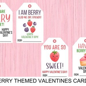 Berry Themed Valentines Card, Fruit Snack Valentine's Day Printable ...