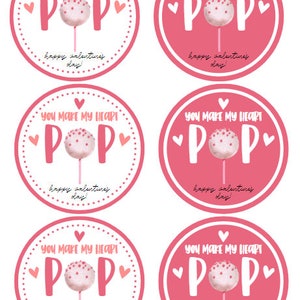 You Make My Heart POP, Printable Valentines Tag, Kids Valentines, Cake ...