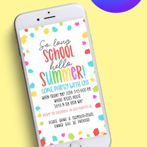 SO Long School HELLO Summer - End of School Party - Summer Pool Party ...