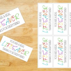 PRINTABLE You're a Real LIFESAVER! Thank You for Everything! Tag ...