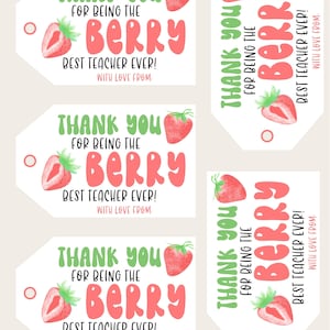 PRINTABLE Teacher Appreciation Tags BERRY Thank You the - Etsy