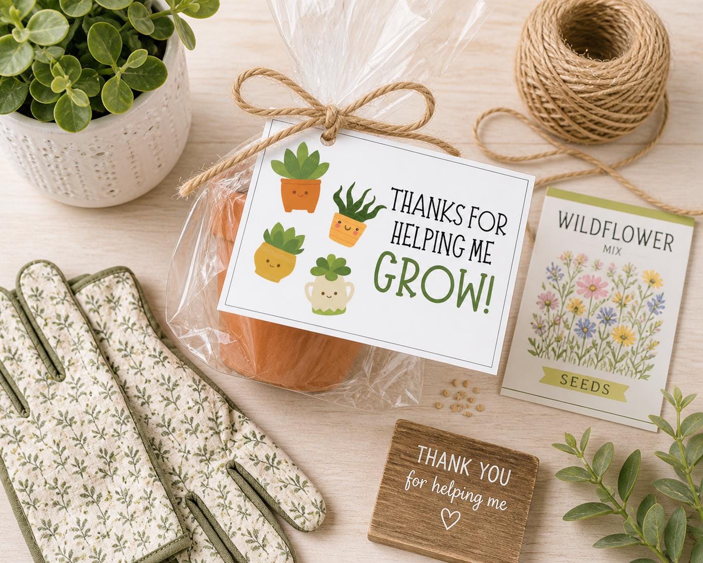 Thanks for Helping Us Grow Succulent Teacher Gift Tag Editable Canva ...