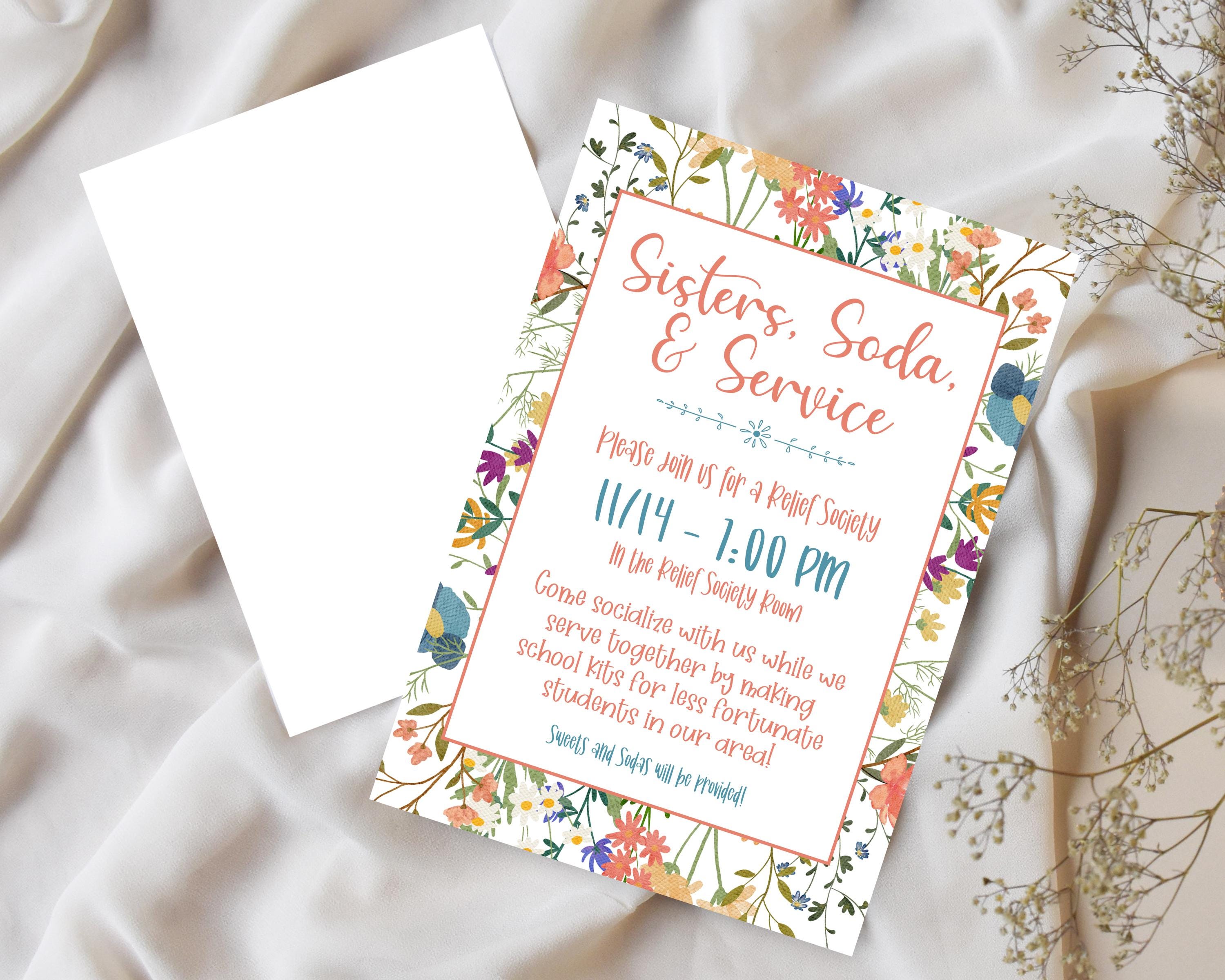 Sisters and Sodas Relief Society Activity Invitation Editable Canva ...