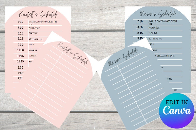 Editable Baby Schedule Template Canva Template Nanny - Etsy