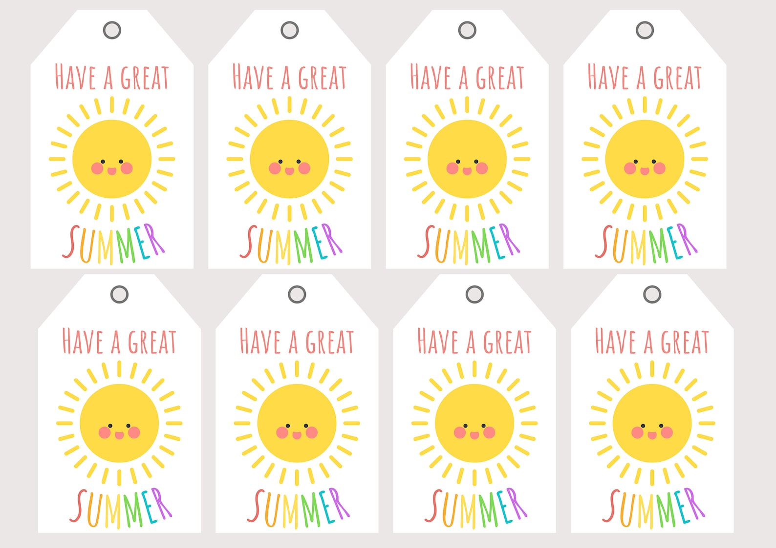 Summer Printable Tags, End of School Year (digital Download) - Etsy