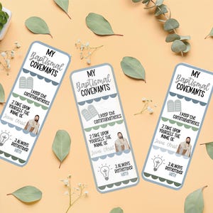 LDS Baptism Keepsake Bookmark, Personalized Baptismal Covenant Bookmark ...