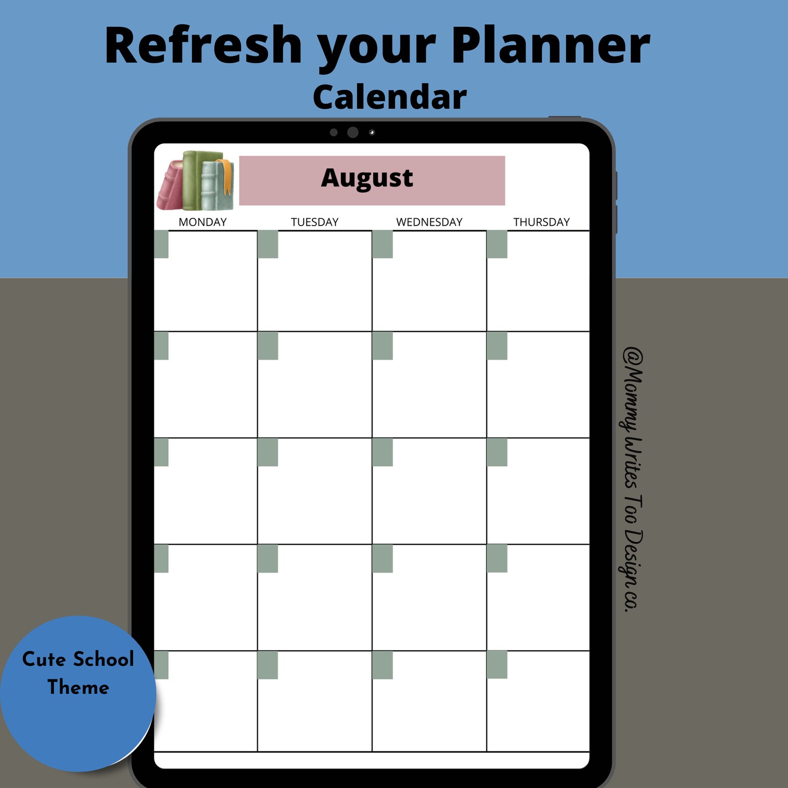 Back to School August Monthly Spread and Calendar Individual - Etsy