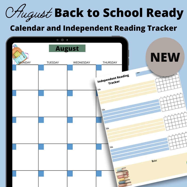 Back to School August Monthly Spread and Calendar Individual - Etsy