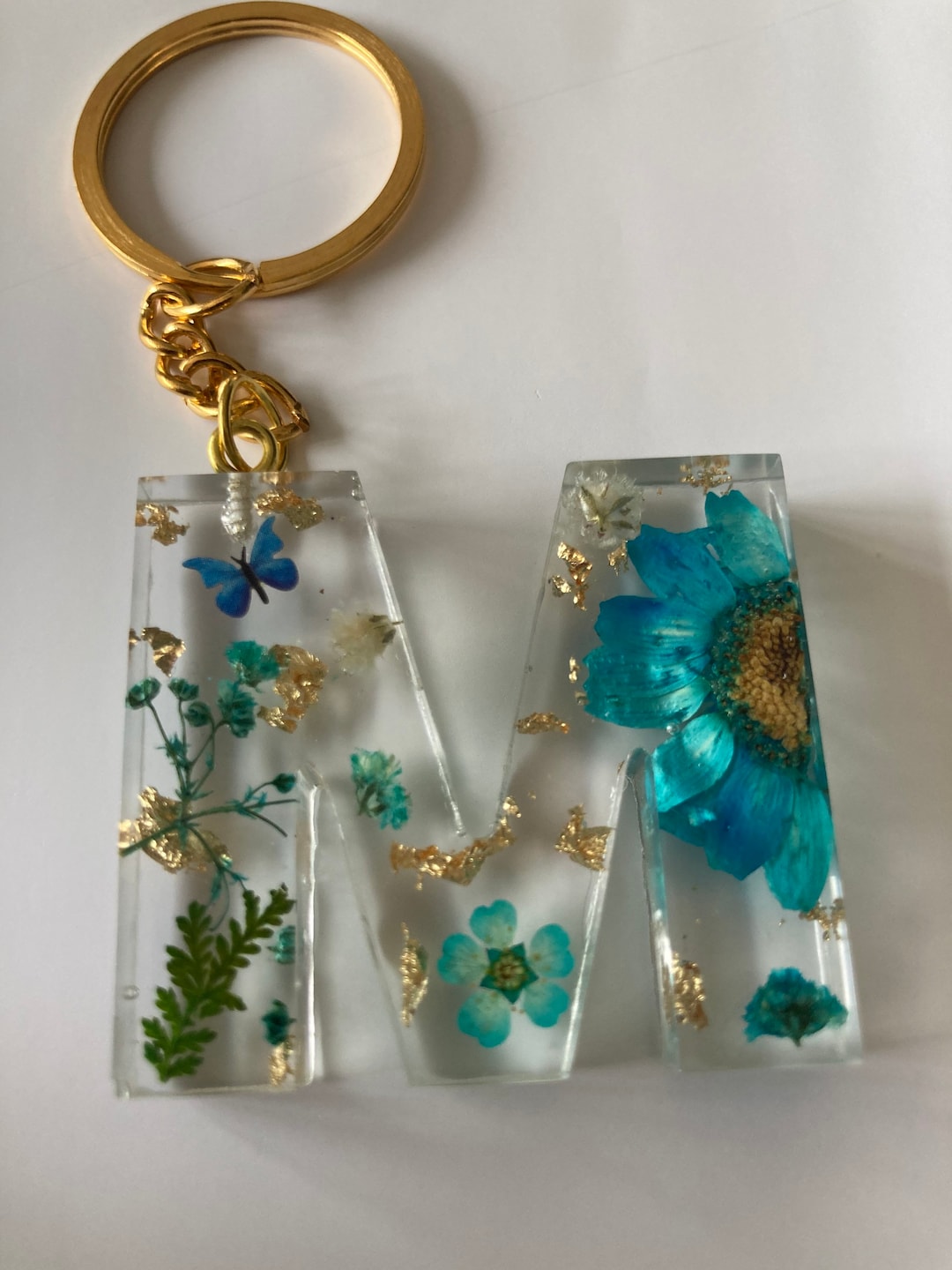 Floral Initial Keyring, Personalized Letter Keychain - Etsy