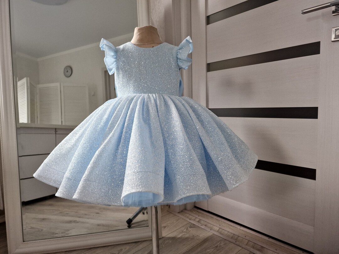 Blue Sparkly Flower Girl Dress,flower Girl Dress Toddler,blush Glittery ...