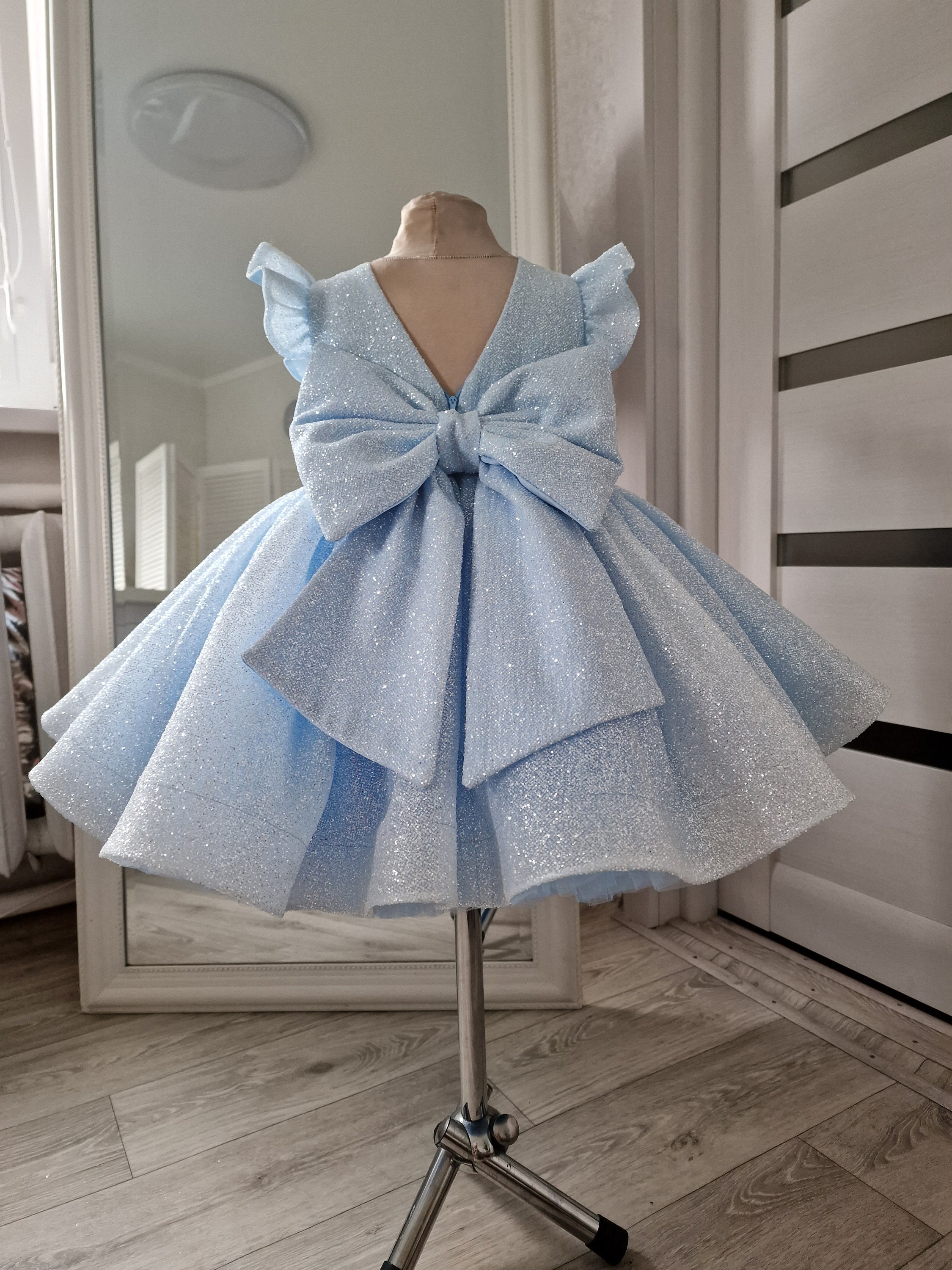Blue Sparkly Flower Girl Dress,flower Girl Dress Toddler,blush Glittery ...