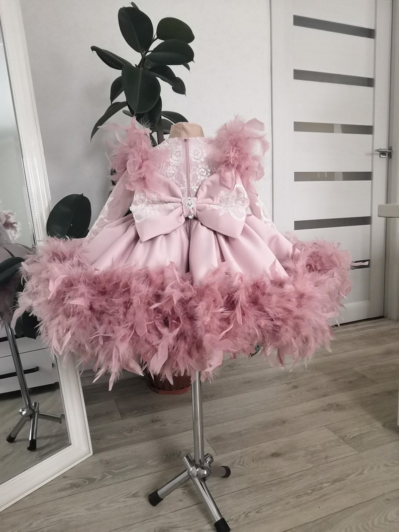 Baby Dress With Feathers, Fluffy Flower Girl Dress in the Color of A ...