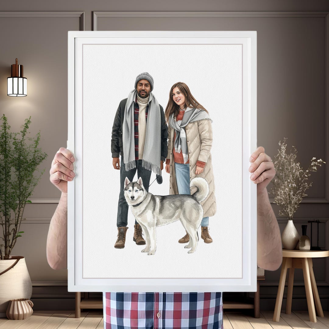 Family Dog Portrait, Family Drawing From Photo, Minimal Painting - Etsy