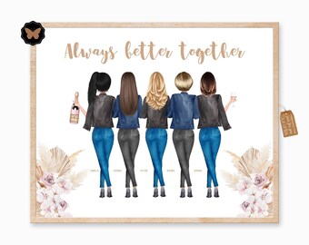 5 Friends Print | Etsy