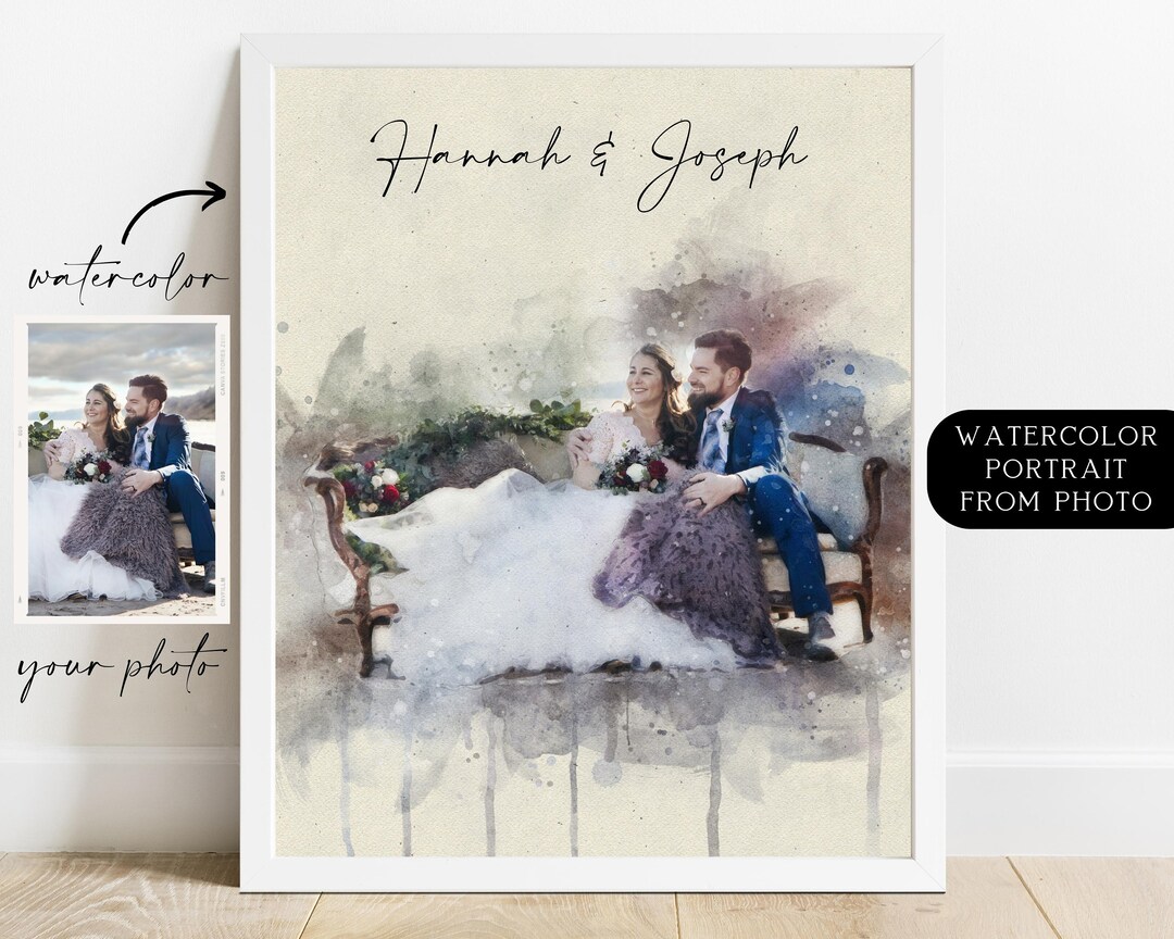 Personalized Couple Portrait, Anniversary Gift, Custom Couple Portrait ...