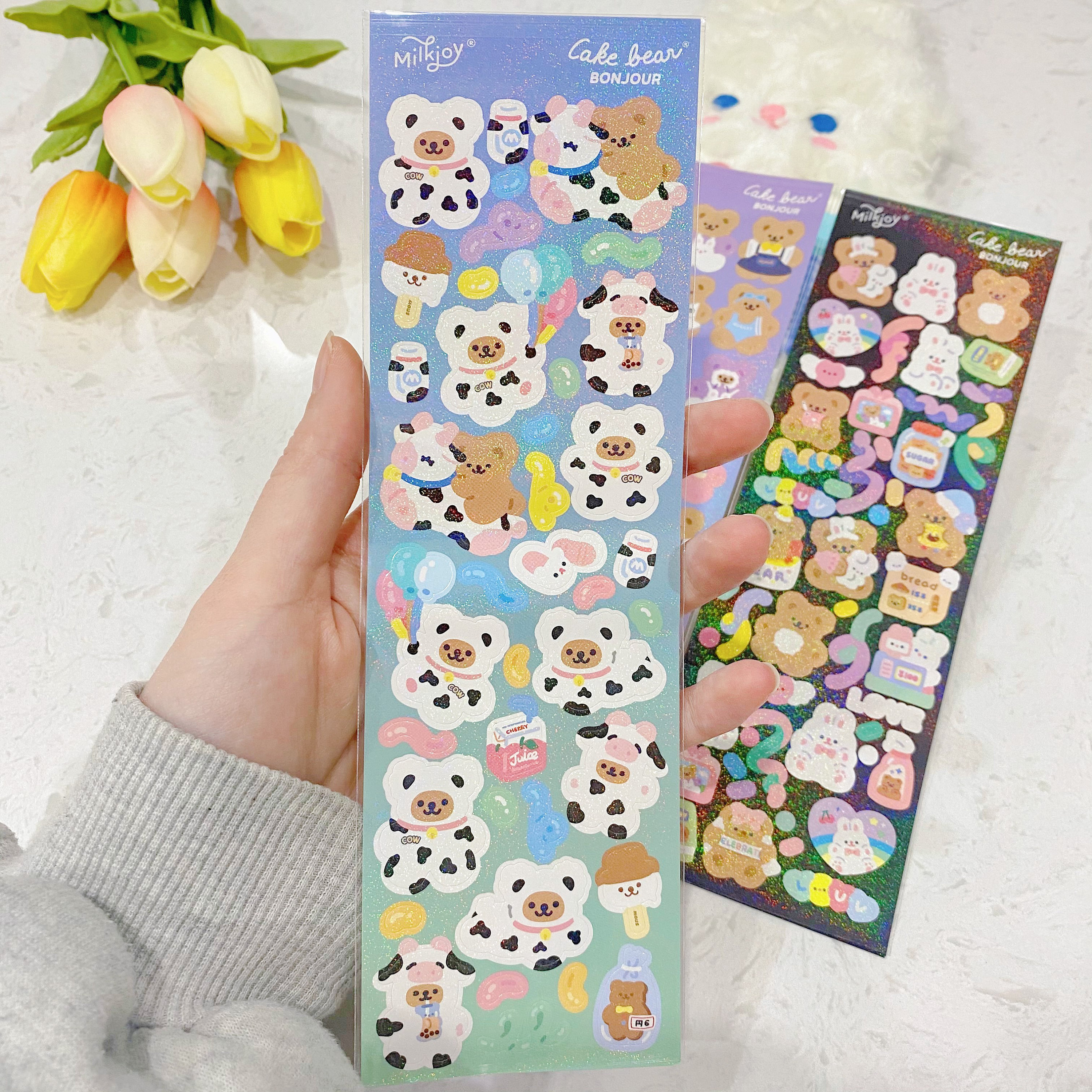 Milkjoy Holographic Bear Stickers Polcos Decorations Journal | Etsy