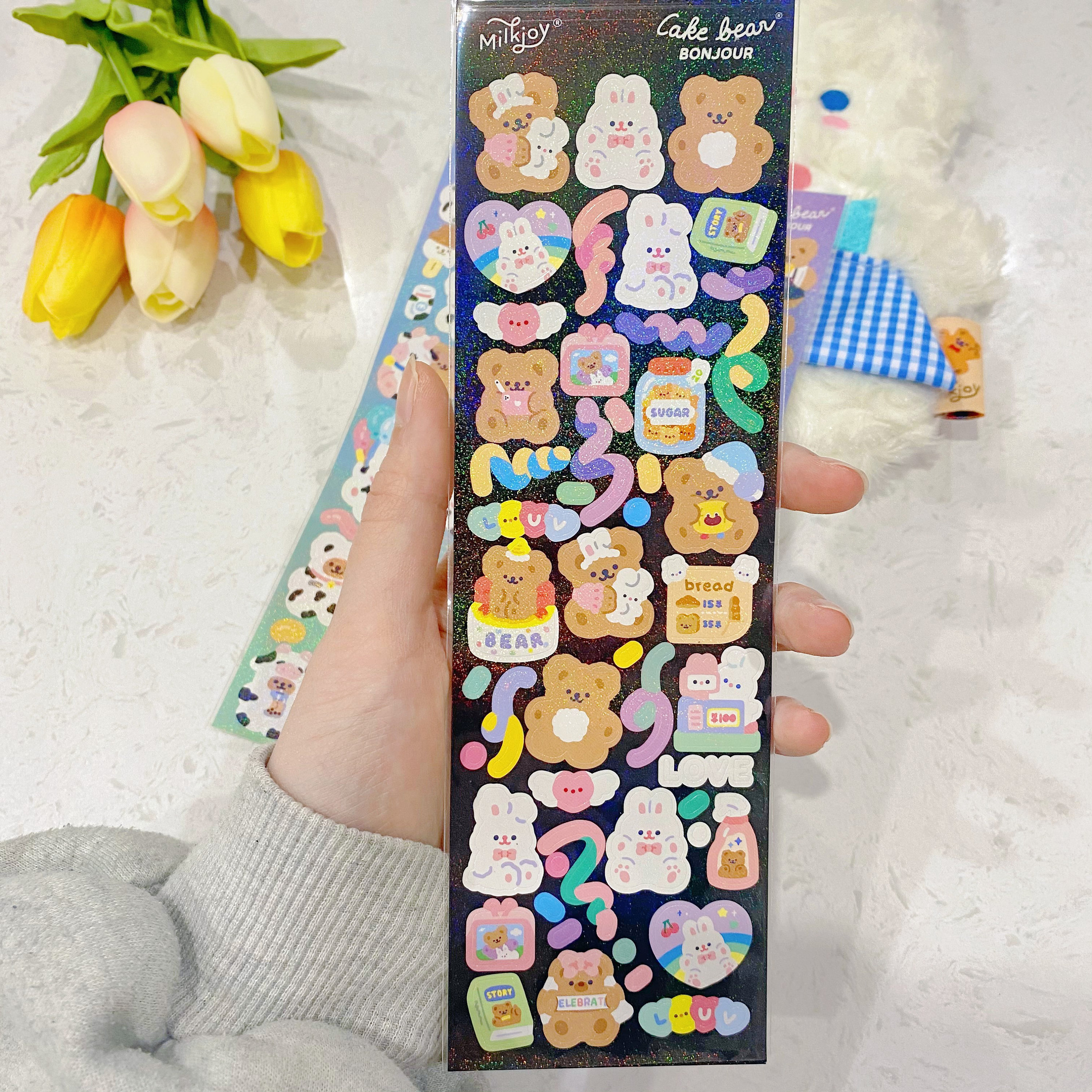 Milkjoy Holographic Bear Stickers Polcos Decorations Journal | Etsy