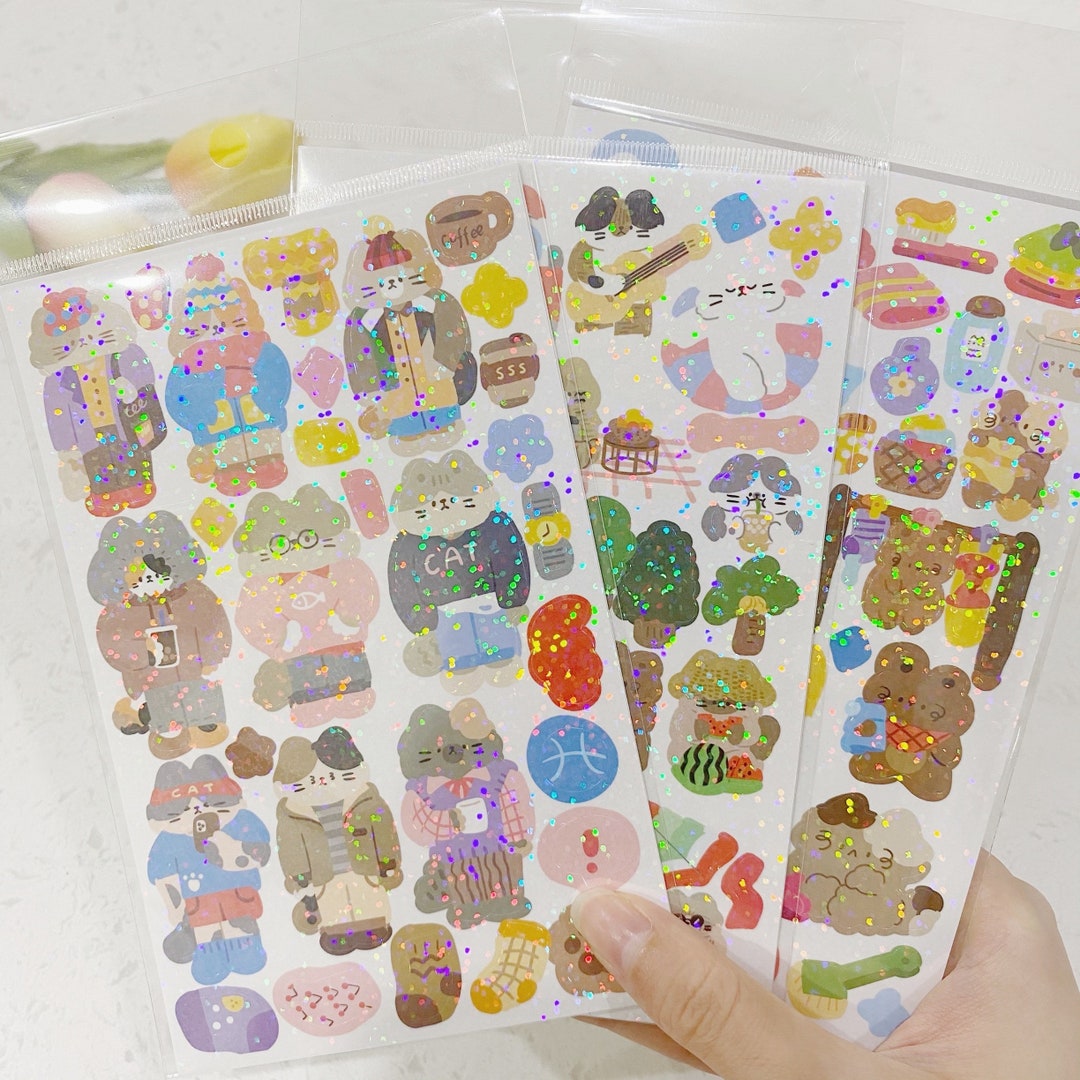 Sparkly Cat Dress-up Sticker Sheet: Korean Style Journaling - Etsy