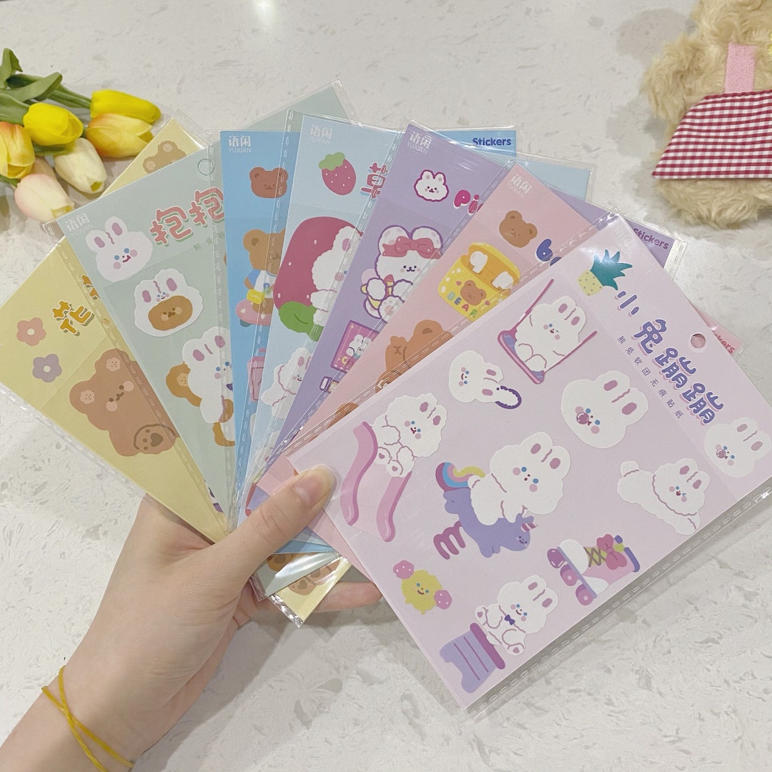 Cute Bear X Fluffy Rabbit Stickers for Decoration Journaling ...