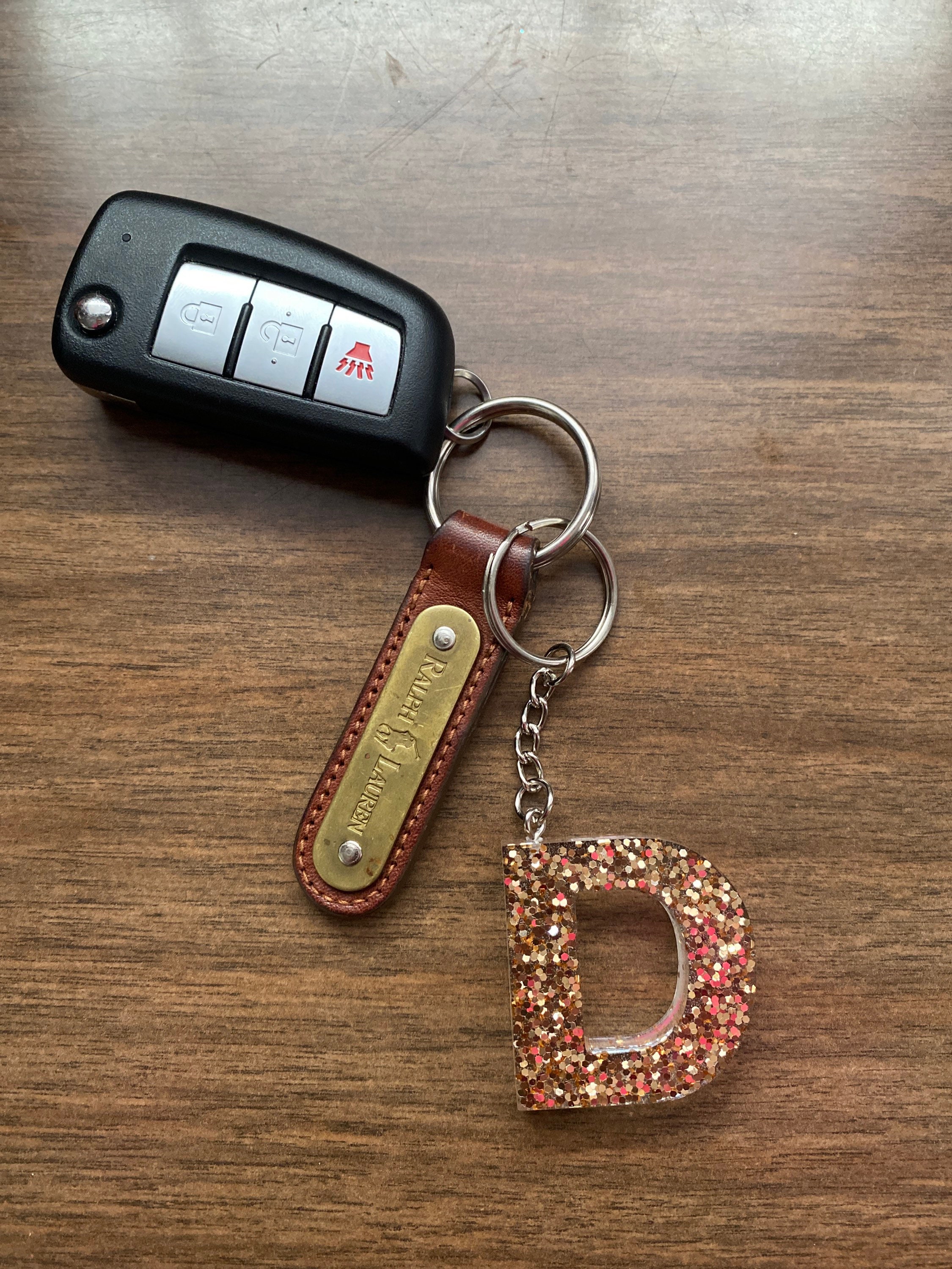 Rose Gold Glitter Letter D Keychain - Etsy