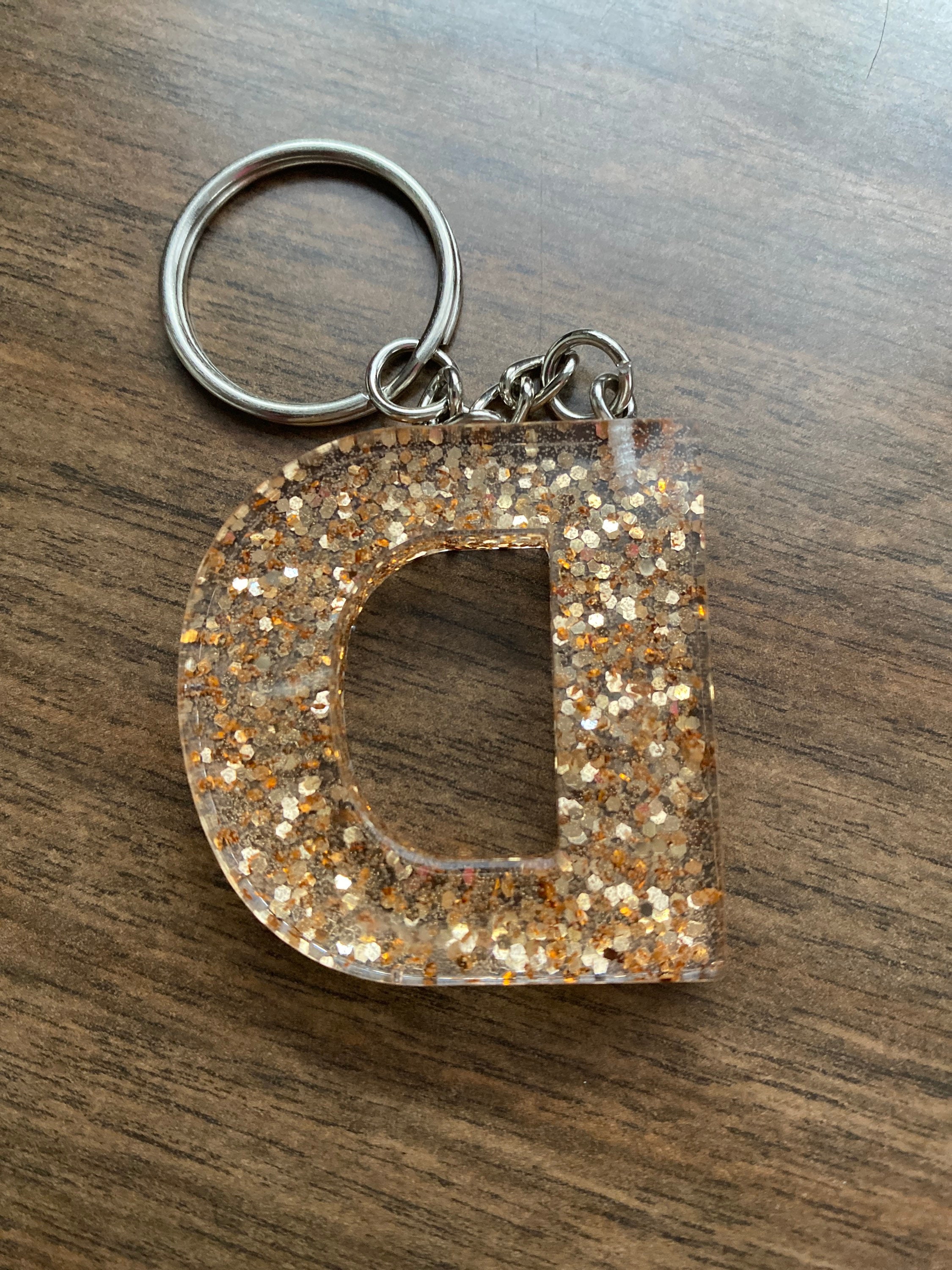 Rose Gold Glitter Letter D Keychain - Etsy