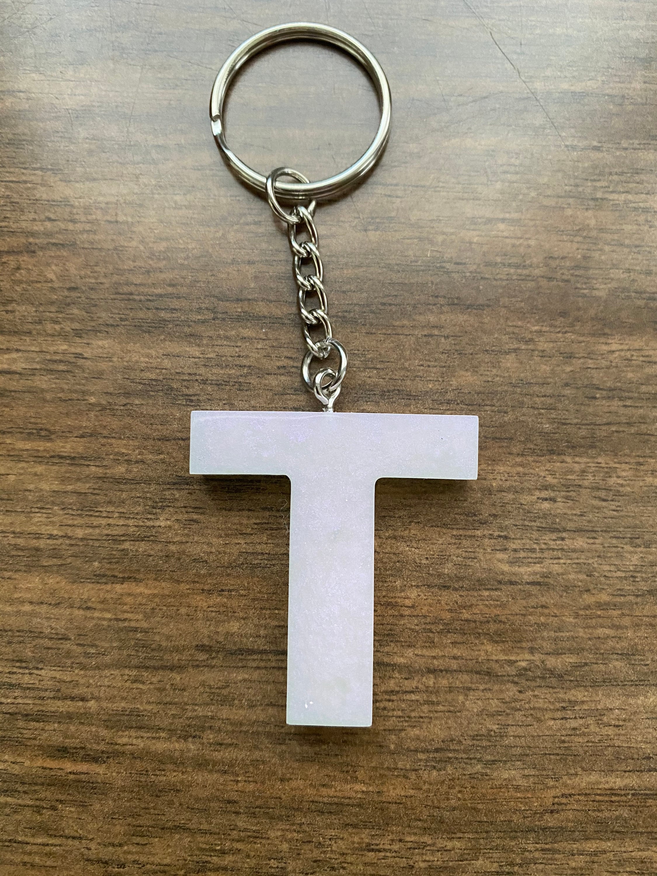 Iridescent Purple Letter T Keychain - Etsy