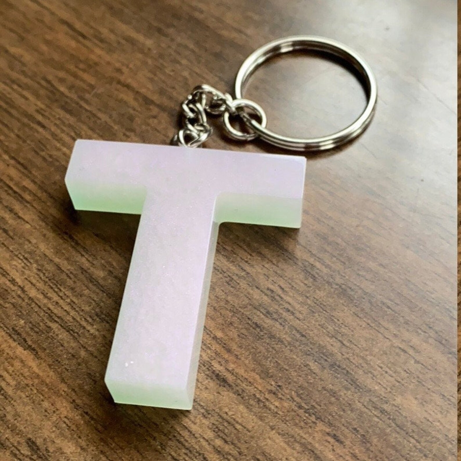 Iridescent Purple Letter T Keychain - Etsy