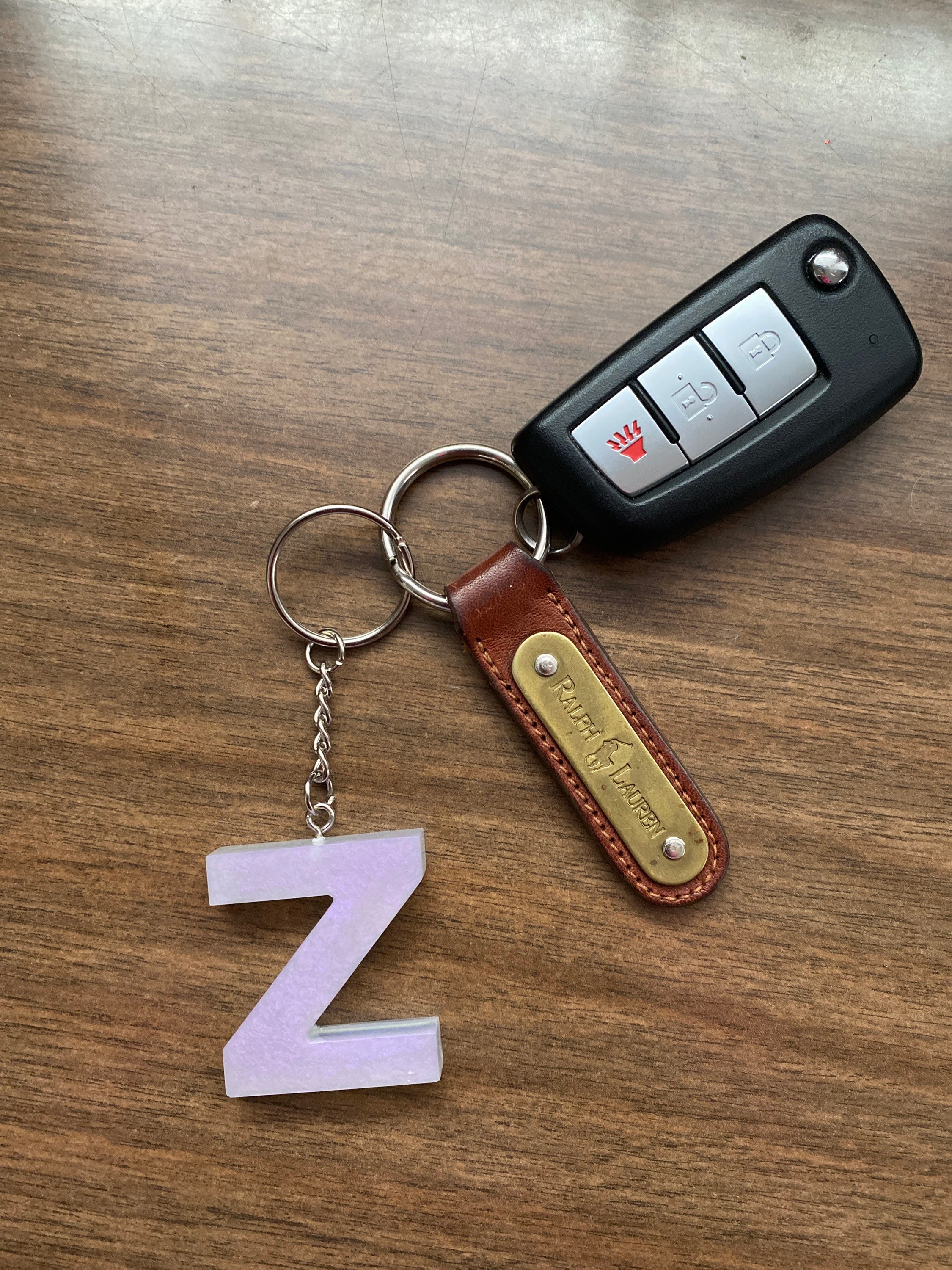 Two-tone Iridescent Purple Letter Z Keychain - Etsy