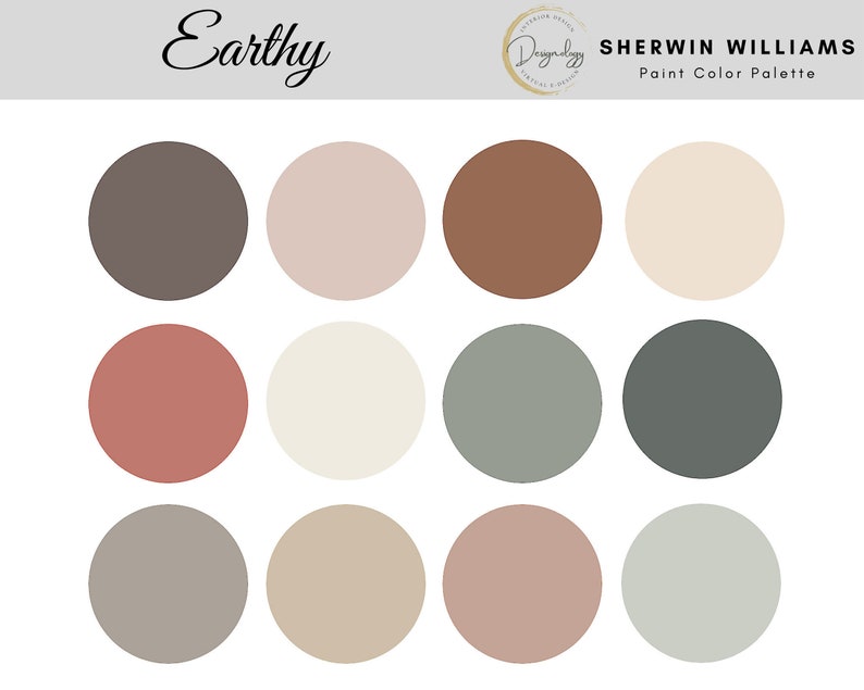 Earthy Paint Color Scheme, Premade Paint Palette, Sherwin Williams ...